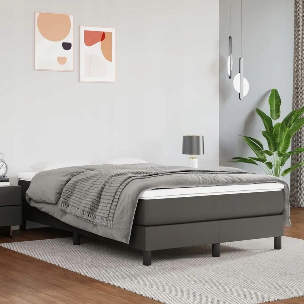 Box Spring Postel S Matrací Šedá Umělá Kůže Šedá 120 x 200 cm 25 cm