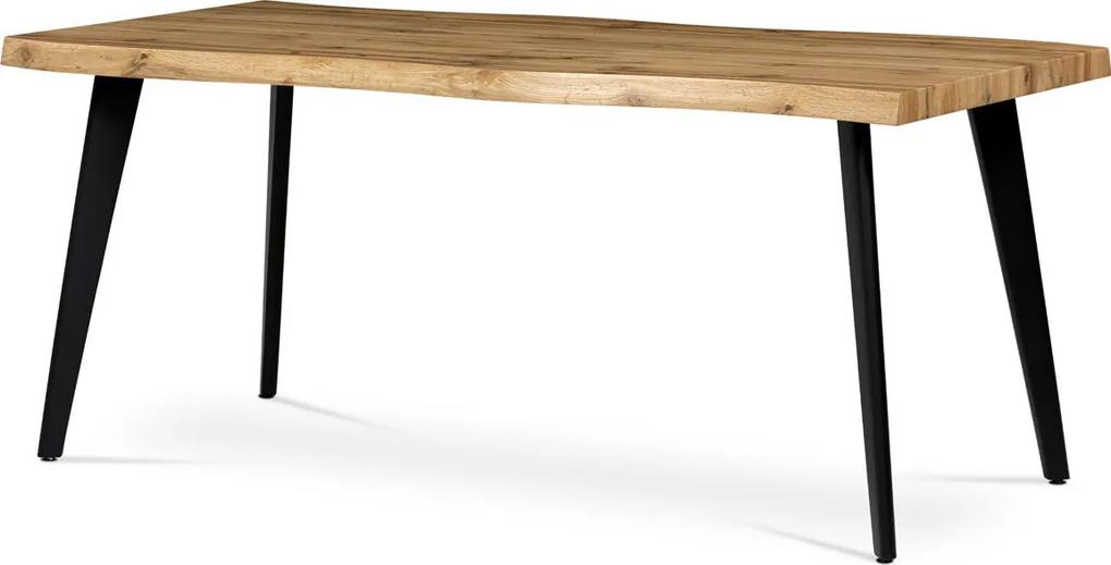 Autronic Jídelní stůl, 180x90x75 cm, MDF deska, 3D dekor divoký dub, kov, černý lak HT-880 OAK