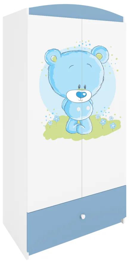 Dětská skříň Babydreams 90 cm medvídek modrá