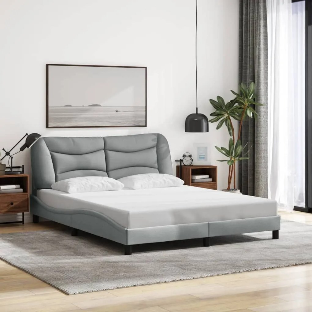 Rám postele bez matrace Hvar světle šedý 160 x 200 cm textil 3207779