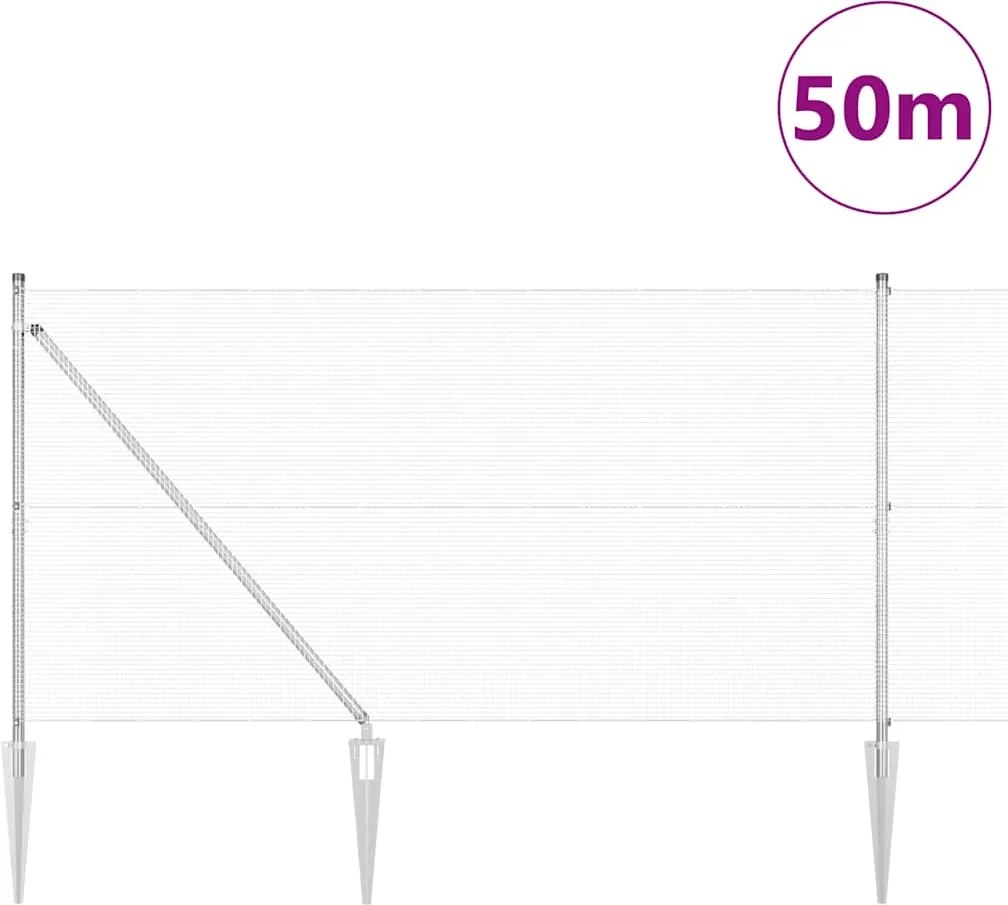Svařované drátěné ploty s hroty 50 x 1,4 m Pozinkovaná ocel 3352004