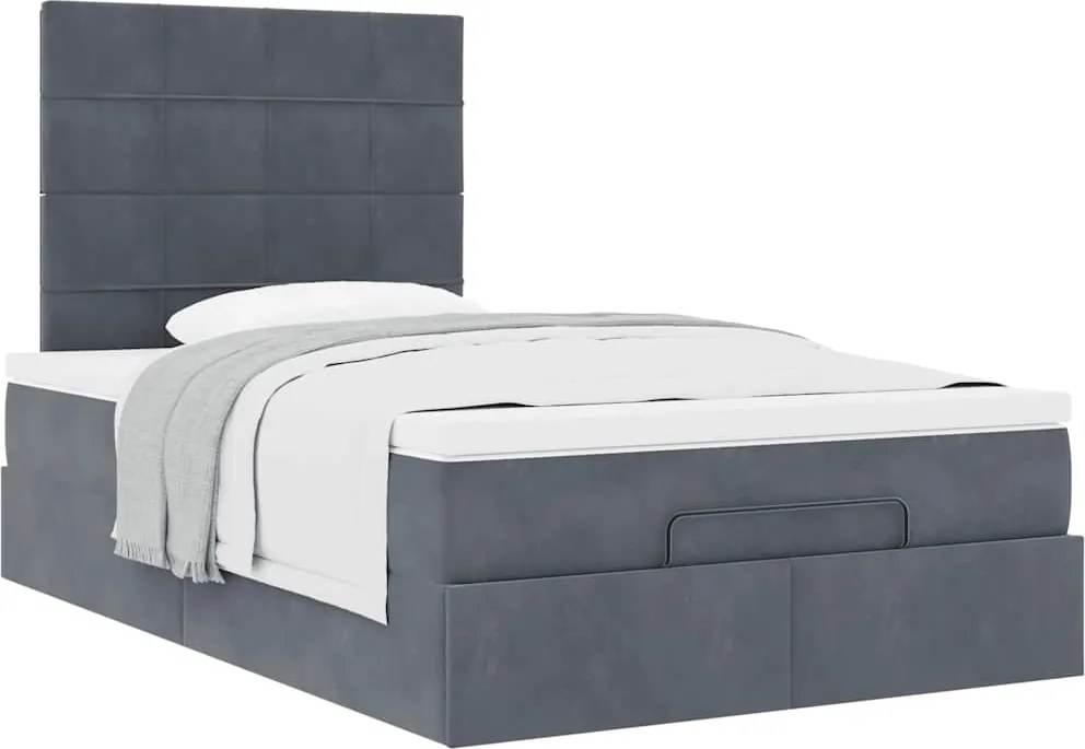 Osmanský rám postele s matracemi tmavě šedá 120x200cm samet 3313464