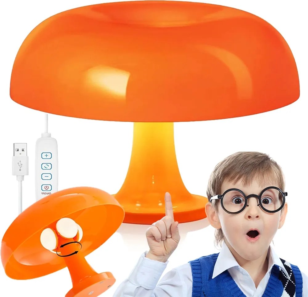 Noční Led Lampa Houba Moderní Stolní 3 Režimy Stolní Lampa E14 32 CM