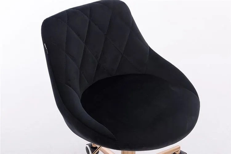 Velurová židle na podstavě s kolečky SALVADOR - černá