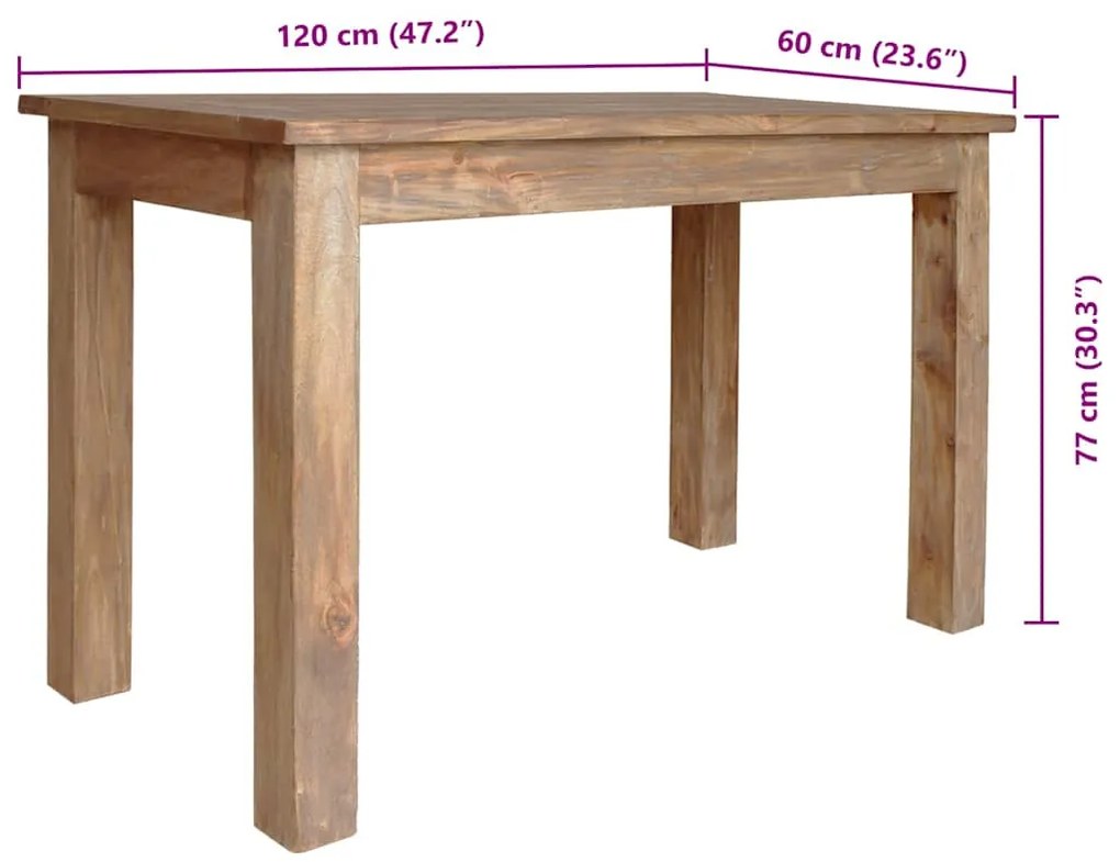 vidaXL Marketos Jídelní stůl masivní mahagonové dřevo 120 x 60 x 77 cm