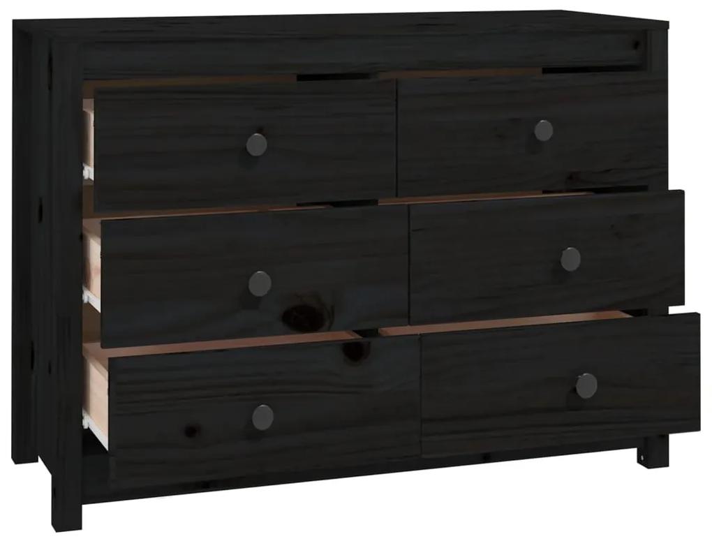Odkládací skříňka černá 100 x 40 x 72 cm masivní borové dřevo