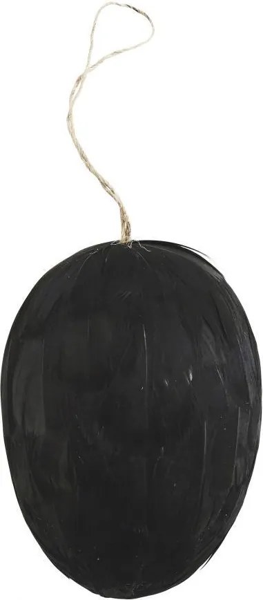 MADAM STOLTZ Dekorativní vejce Feather black 12 cm, černá barva