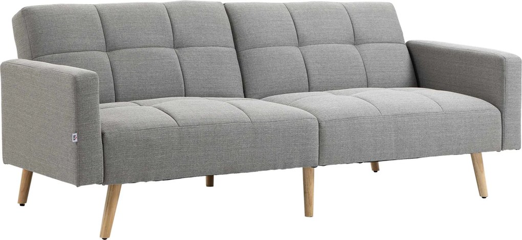 HOMCOM rozkládací pohovka 2v1 205 x 88 x 80 cm, látka s efektem lnu, šedá | Aosom