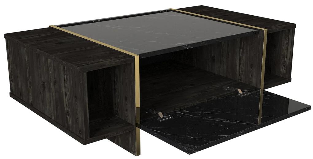 Hanah Home Konferenční stolek Veyron, Černá, Zlatá