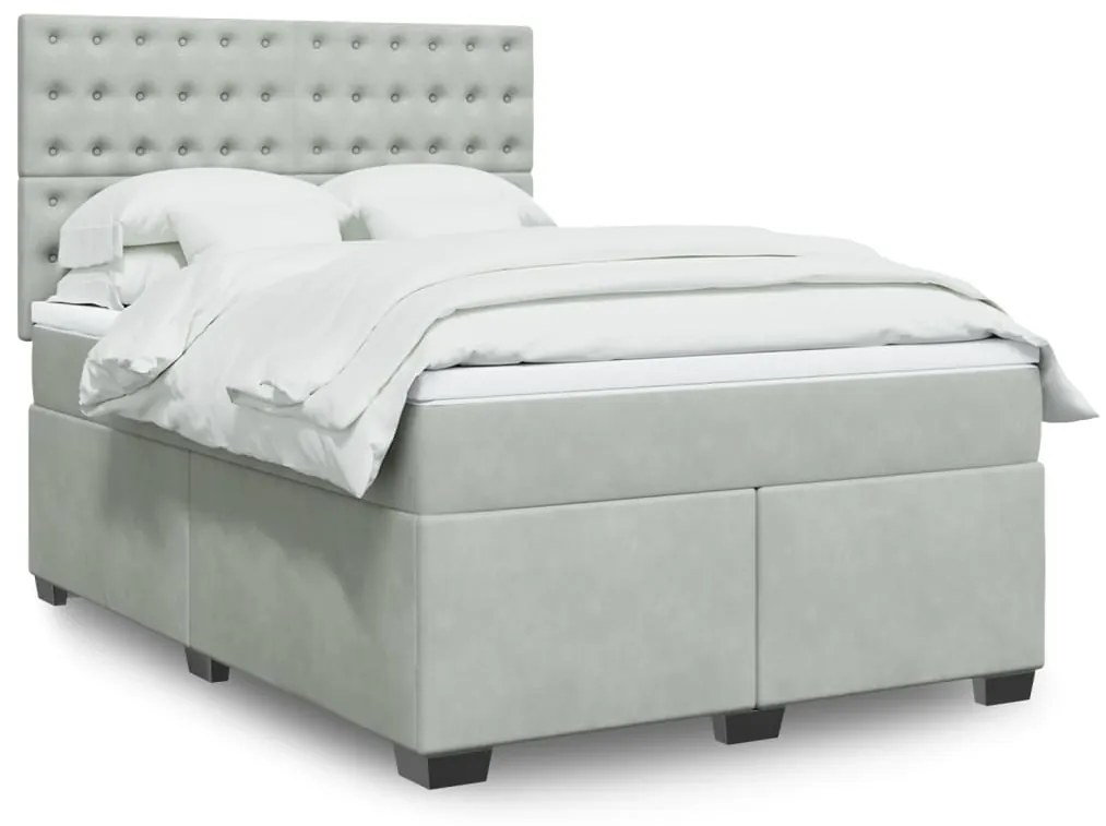 Box spring postel s matrací světle šedá 140x190 cm samet 3293218