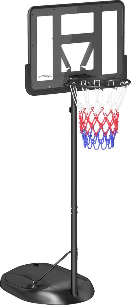Nastavitelný basketbalový koš SPORTNOW 216-277 cm s koly a plnitelnou základnou pro teenagery a dospělé, černý | Aosom