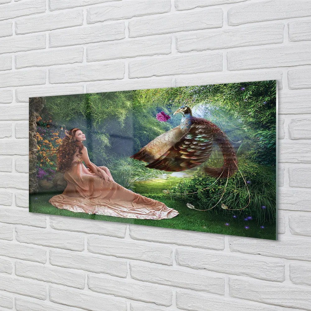 akrylový obraz Bažant female forest 140x70 cm