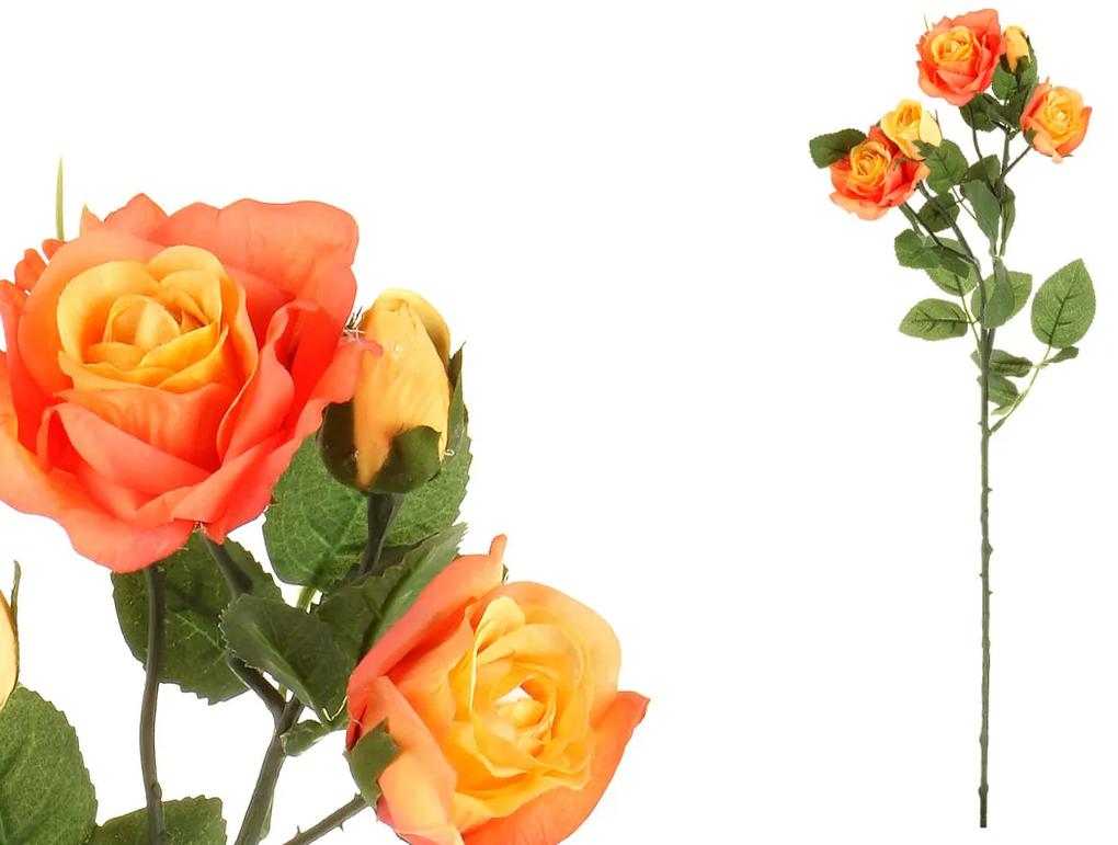 Růže, barva oranžová. Květina umělá KUM3223