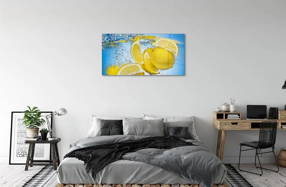 Obraz na skle Lemon ve vodě 100x50 cm