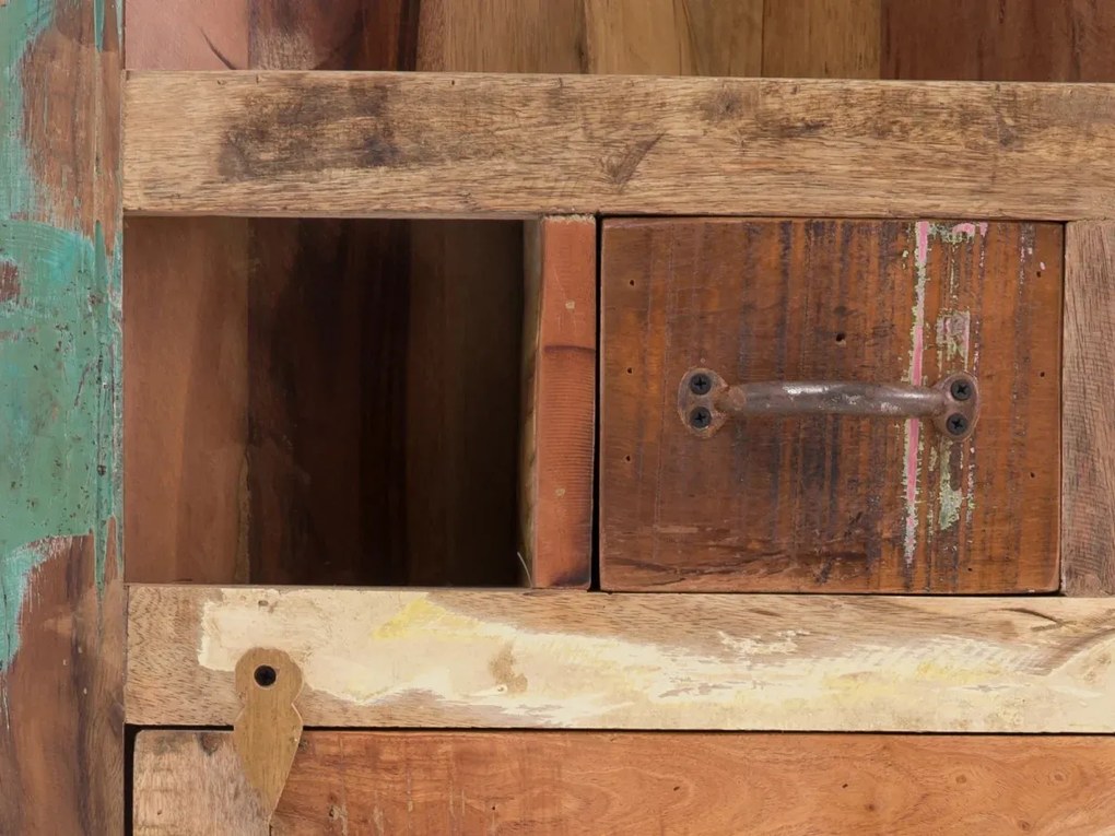furniture-nabytek.cz - Masivní rohová vysoká skříň Samira z recyklovaného dřeva, lakovaná, hnědá – 65×30×185 cm