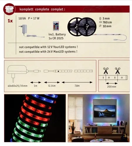 Paulmann 70514 - LED RGB/15W Stmívatelný pásek SIMPLED 7,5m 230V + DO