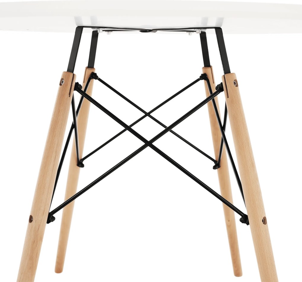 Jídelní stůl, bílá/buk, průměr 90 cm, GAMIN 2 NEW 90