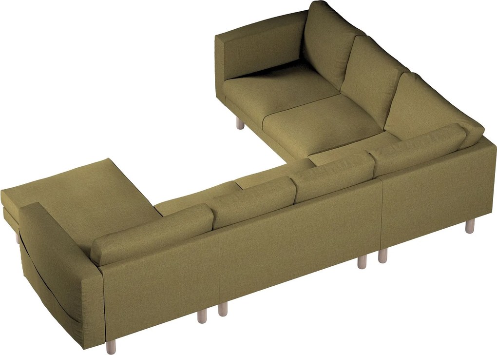 Potah na pohovku IKEA Norsborg rohová, 5-místná se šezlongem barva zelená látka pletený vzor