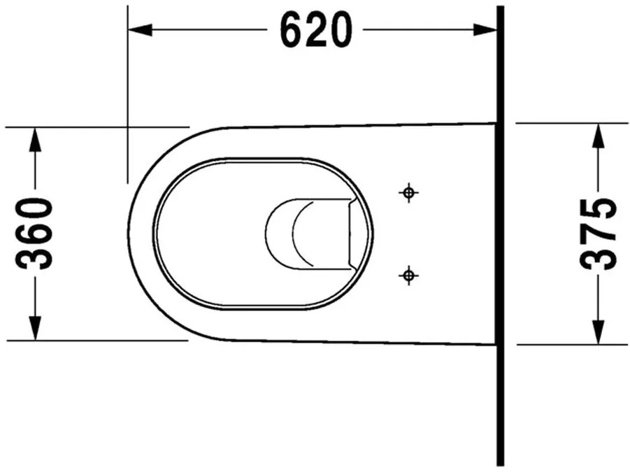 Duravit Starck 2 - Závěsné WC, 4.5 l, 375 x 620 mm, bílé 2533090000