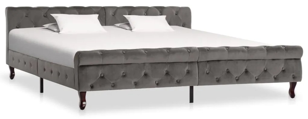 Rám postele šedý samet 200 x 200 cm 288563