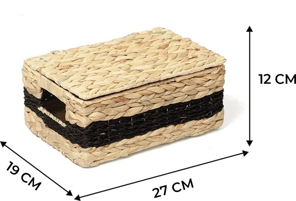 Massivo.cz Pletené košíky s víkem z vodního hyacintu (3v1 - boho)
