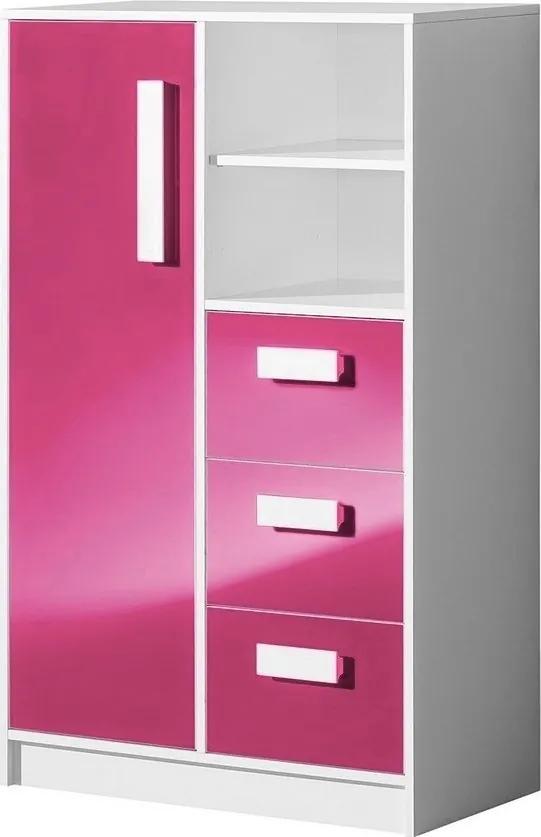 Casarredo - Komfort nábytek Dětská skříňka GULLIWER 5 výběr barev | Vyberte si barvu úchytu:: dom-uch-bílá,barva: dom-růžová-lesk