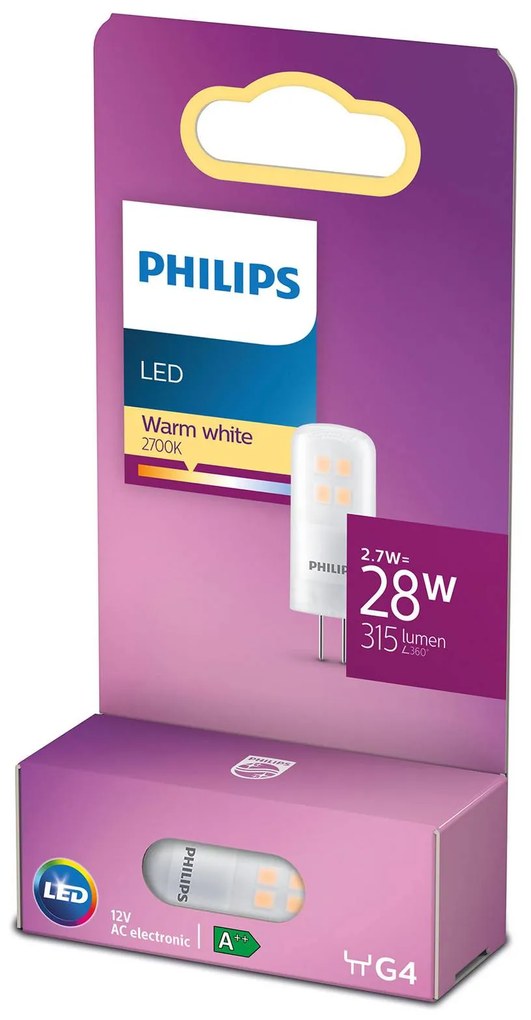 Philips LED pinová žárovka G4 2,7W 2700K matná