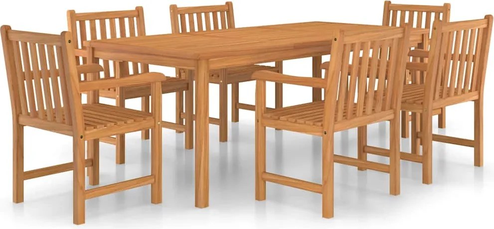 7dílná zahradní jídelní sada 200 x 100 cm masivní teakové dřevo 3059947