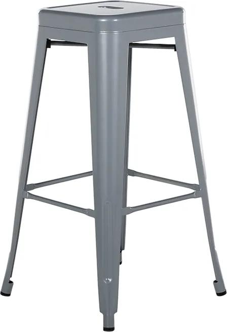 Stříbrná barová stolička 76 cm - CABRILLO
