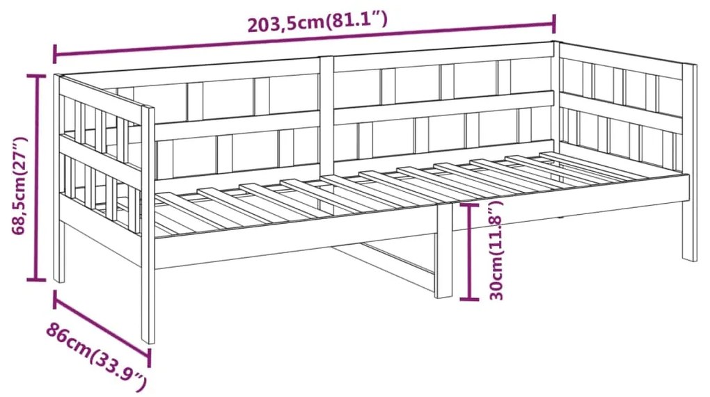 Válenda bílá masivní borové dřevo 80 x 200 cm,  820213