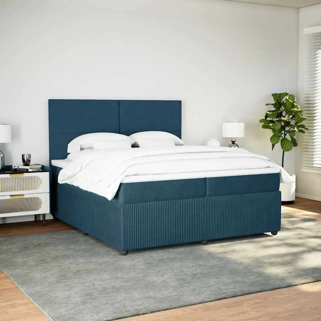 Box spring postel s matrací tmavě modrá 200x200 cm samet 3292428