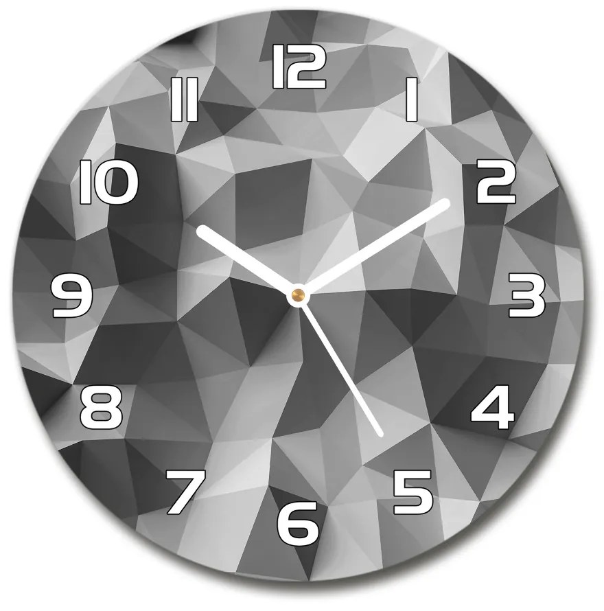 Wallmuralia Skleněné hodiny kulaté Abstraktní trojúhelníky fi 30 cm