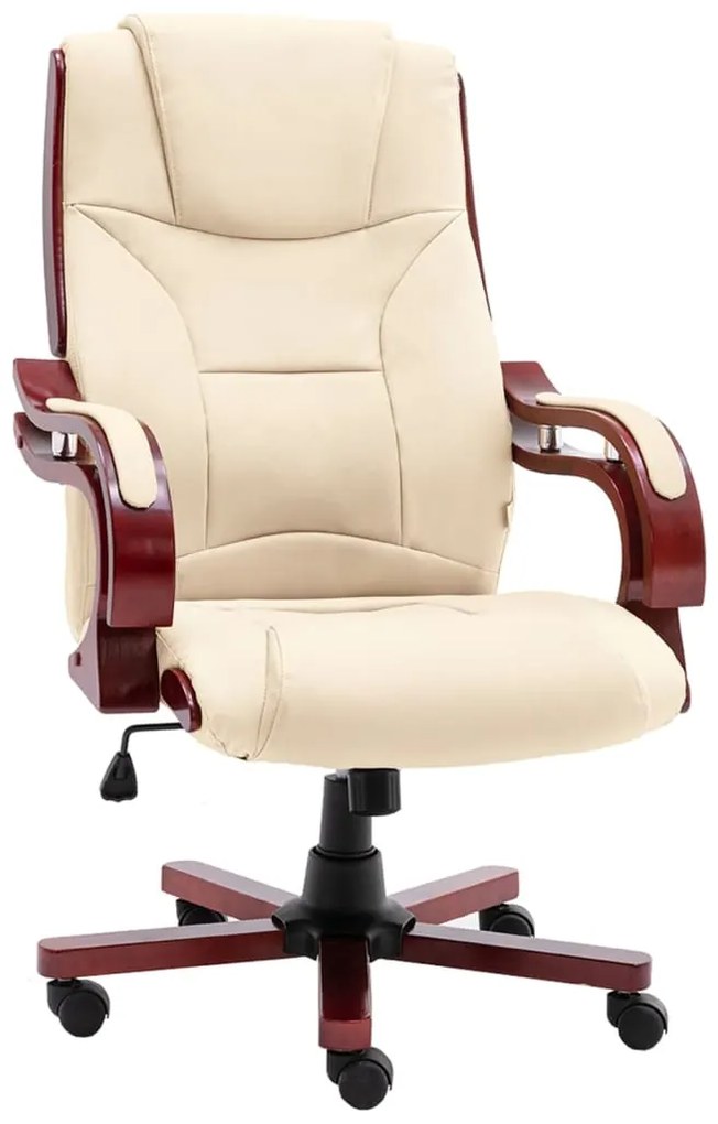 20566 vidaXL Kancelářská židle krémová pravá kůže