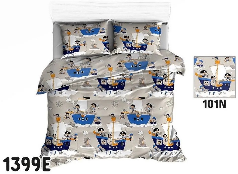 KARO Bavlněné ložní prádlo 140x200 1399E piráti lodě námořnictvo 101N