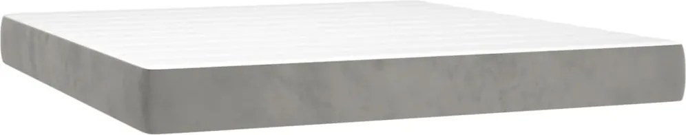 Box spring postel s matrací a LED světle šedá 180x200 cm samet 3139817