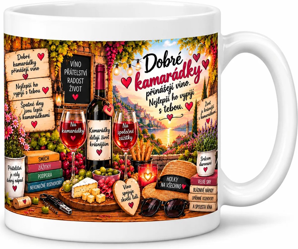 Hrnek pro kamarádku Dobré kamarádky přinášejí víno – dárek 300 ml