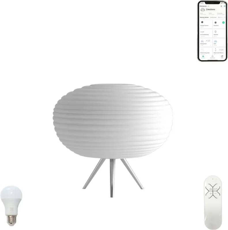 Immax NEO COCONO stolní lampa bílé sklo 34x34cm včetně Smart zdroje E27 RGBW Zigbee 3.0