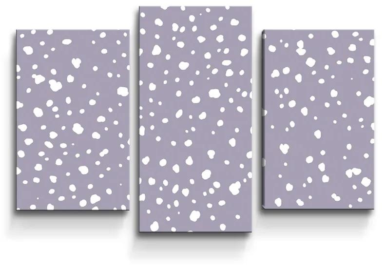 Sablio Obraz - 3-dílný Bílé flíčky na fialové - 75x50 cm