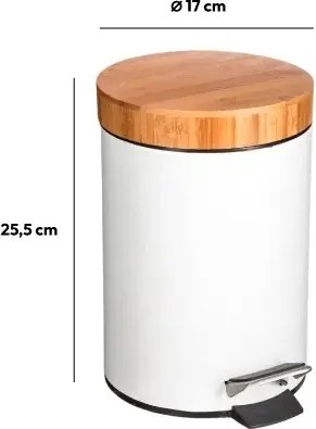 Odpadkový koš s bambusovým víkem NATUREO 3L, bílý