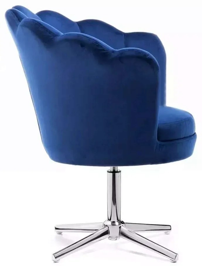 LuxuryForm DESIGN Otočné křeslo FREY VELUR na stříbrném kříži - modré