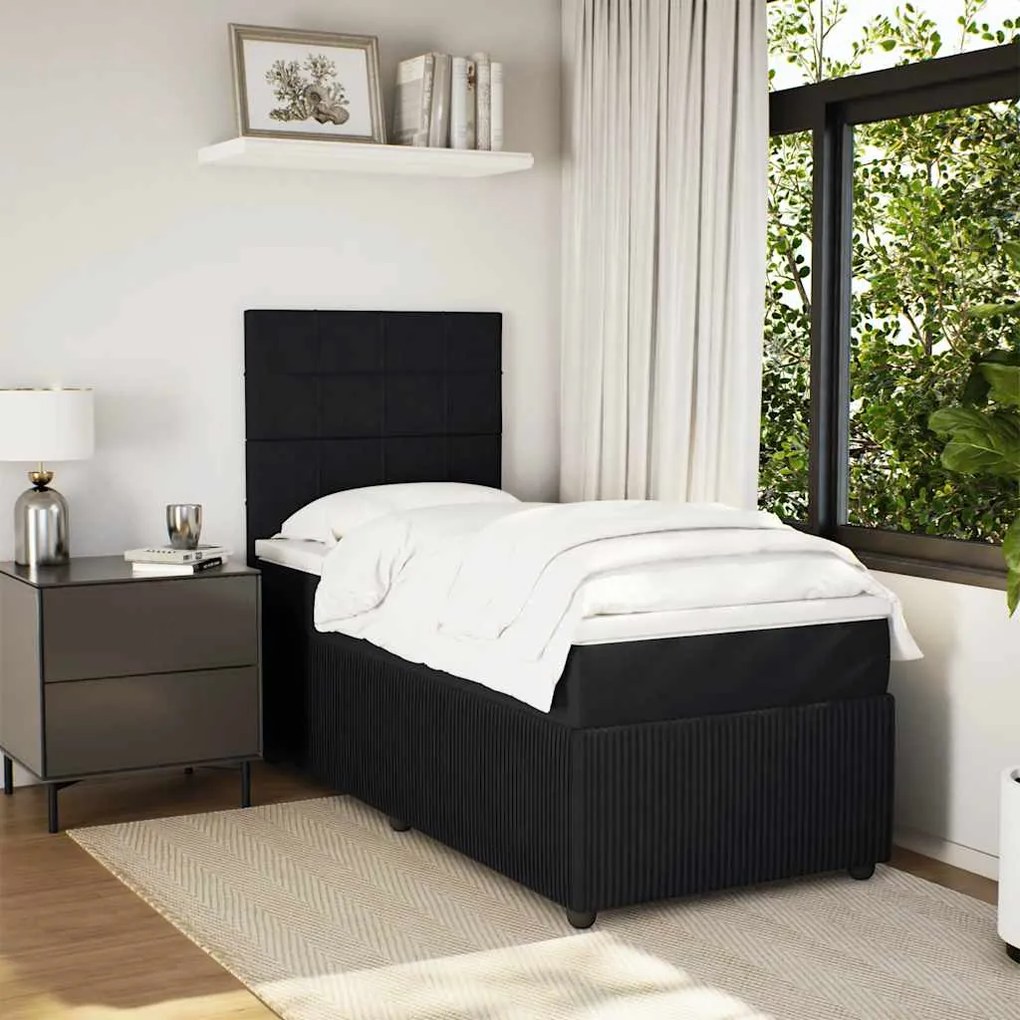 Box spring postel s matrací černá 90x200 cm samet 3294540