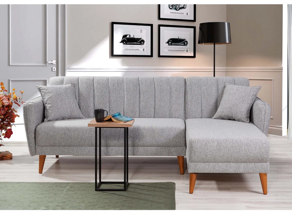 Atelier del sofa Rozkládací rohová pohovka AQUA světle šedá pravý roh 867UNQ1402