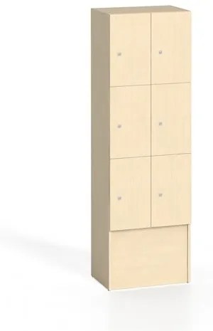 Dřevěná odkládací skříňka s úložnými boxy, 6 boxů, bříza