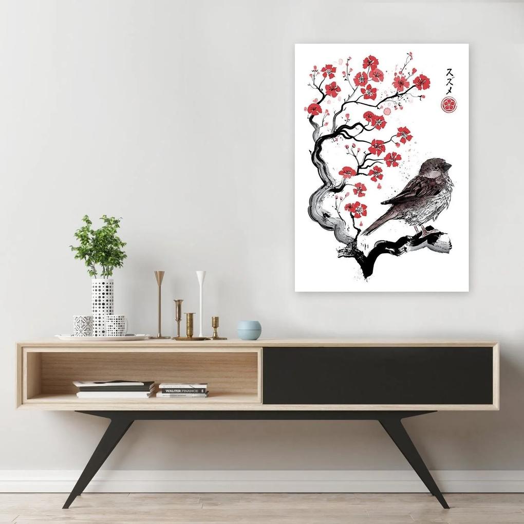 Gario Obraz na plátně Malý vrabec Sumi-e - Dr.Monekers Rozměry: 40 x 60 cm