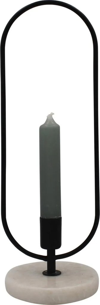 Housevitamin Černý svícen ovál - 30 cm - s mramorovým podstavcem