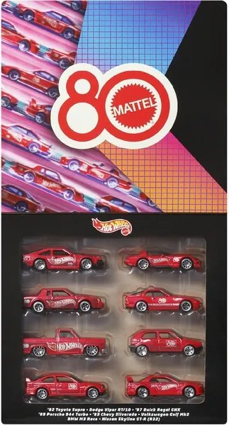 Mattel Hot Wheels 80th anniversary - sada angličáků (8ks) (Silver series) Vícebarevná