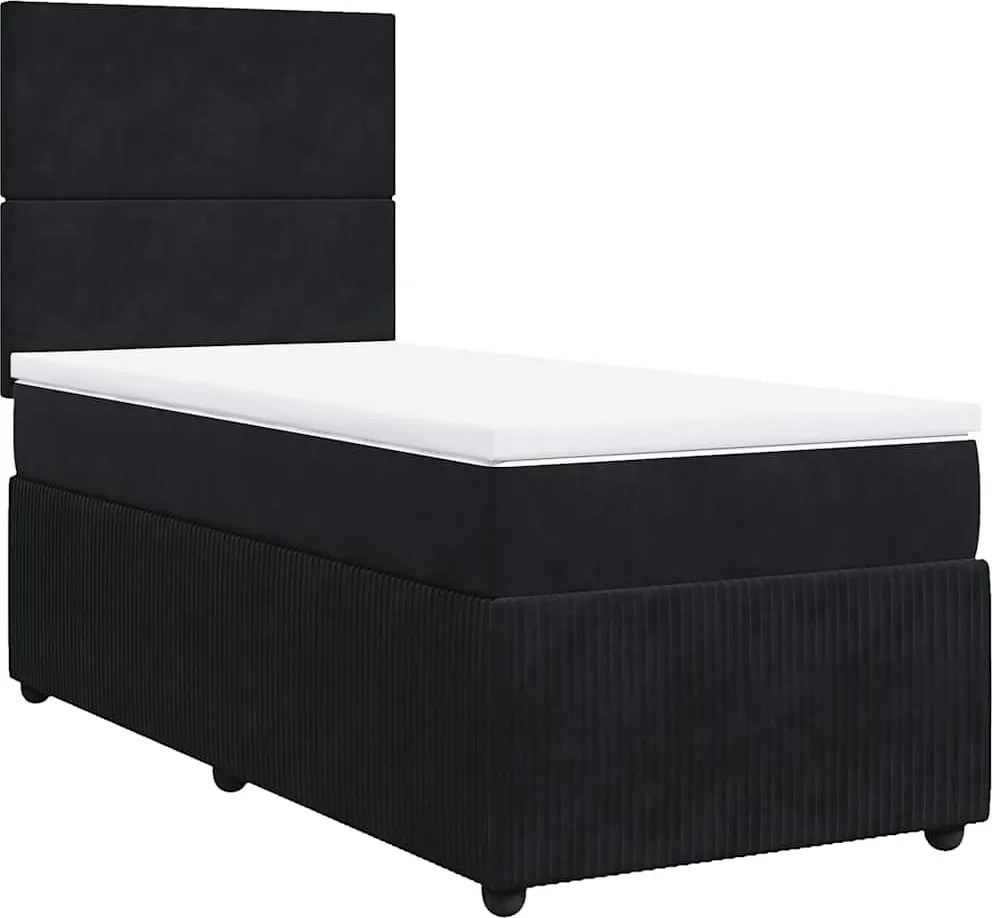 Box spring postel s matrací černá 90x190 cm samet 3294510
