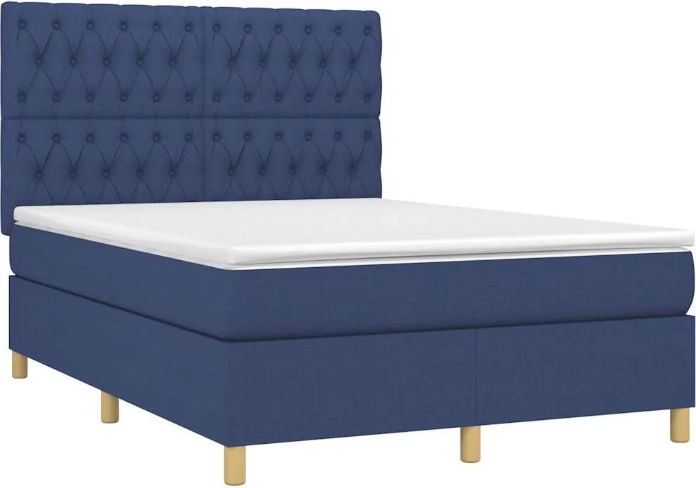 Box spring postel s matrací a LED modrá 140x200 cm textil 3135683