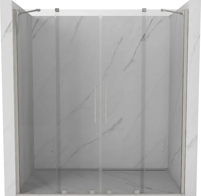 Mexen Velar Duo, posuvné sprchové dveře do otvoru 180 cm, 8mm čiré sklo, broušená ocel, 871-180-000-02-97