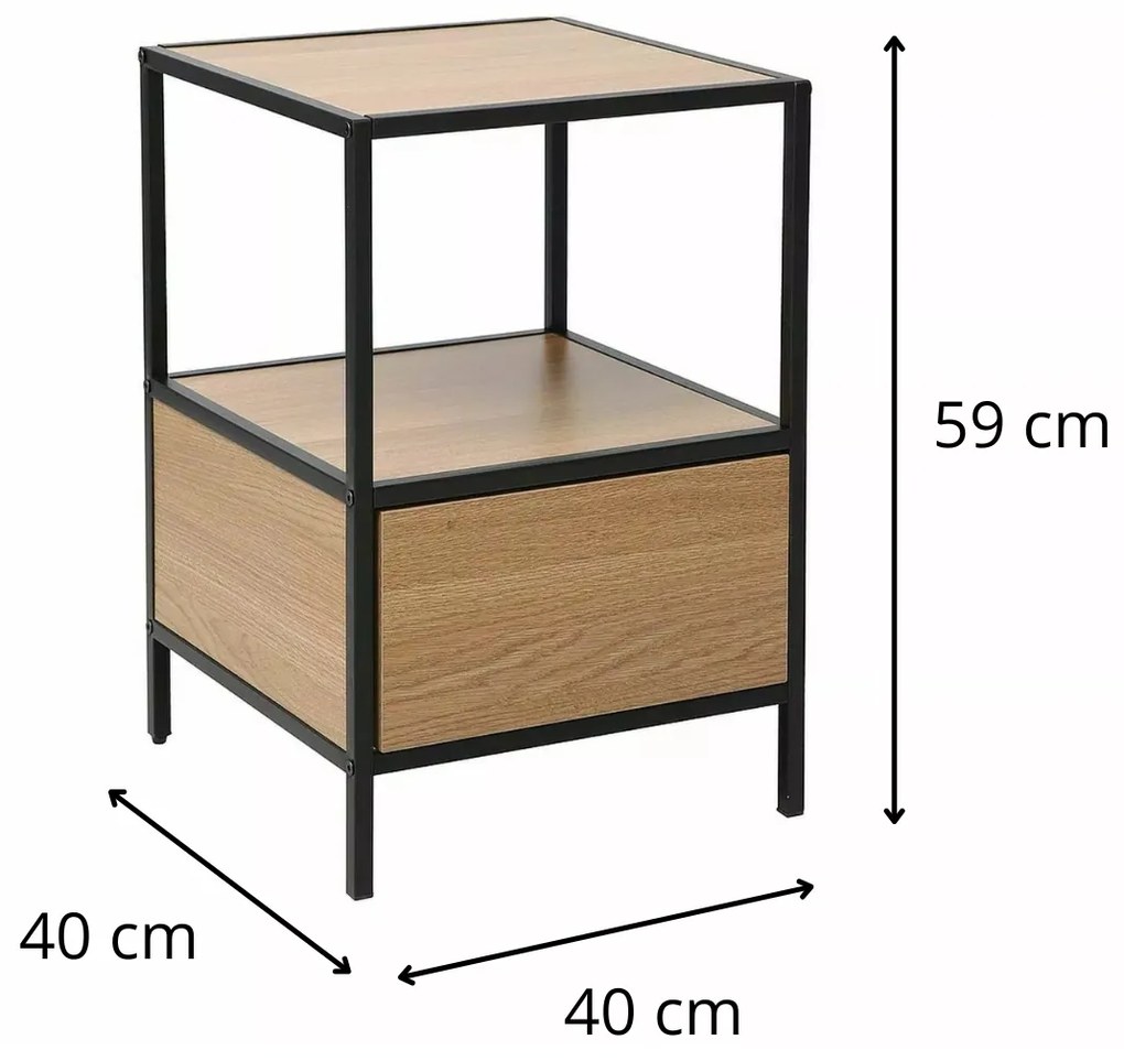 Noční stolek Geo S dub přírodní/černý mat